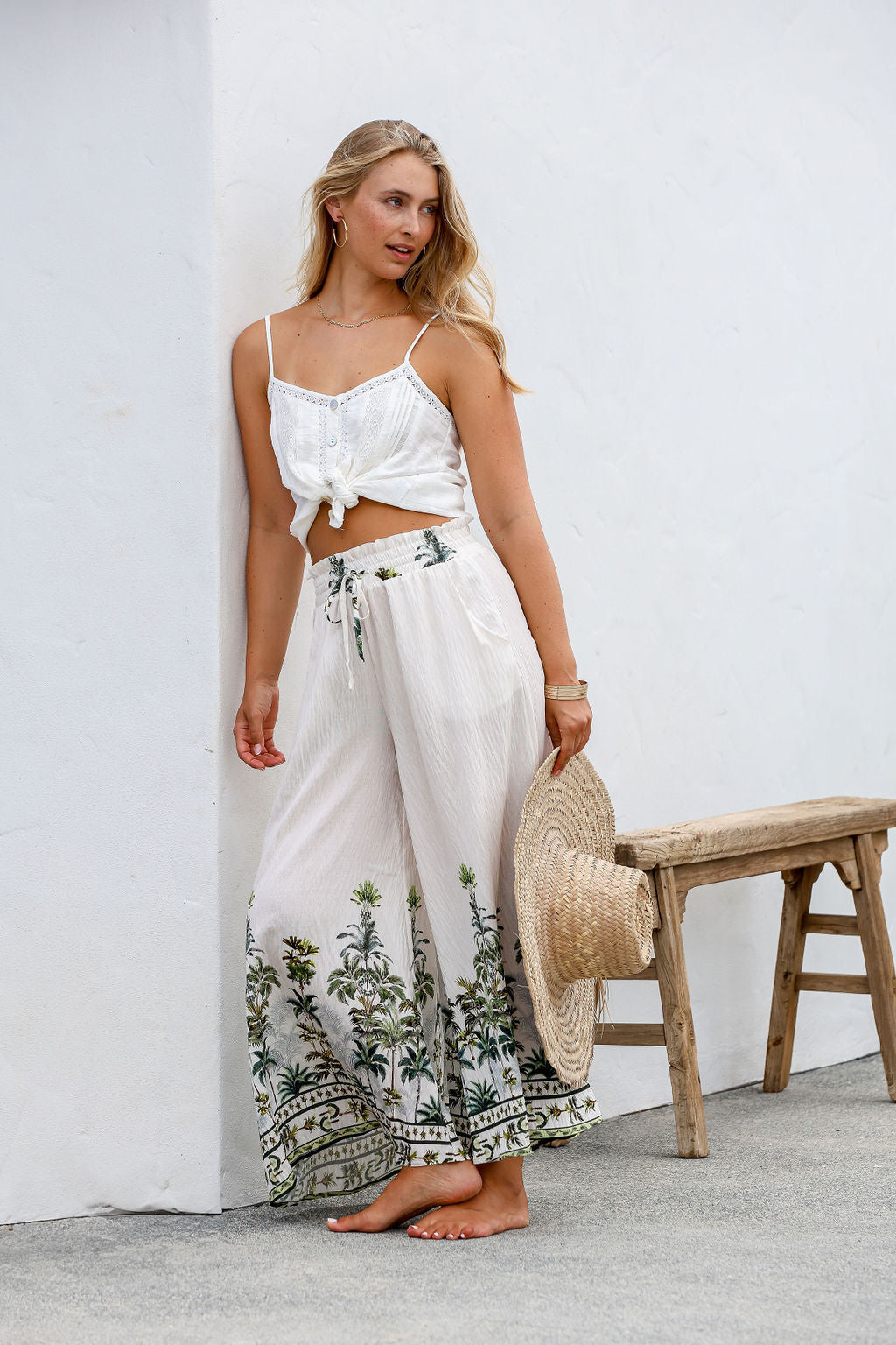 Women's Palm Print Pant in Green | Arlow Boutique Clothing Australia