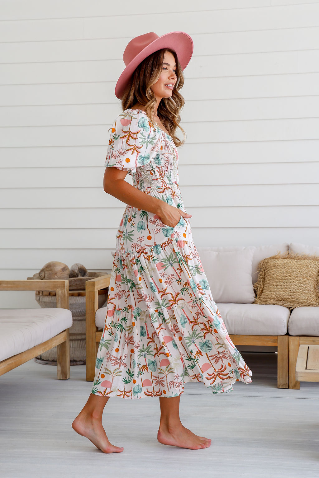 Women's Palm Print Midi Dress | Arlow Boutique Clothing Australia